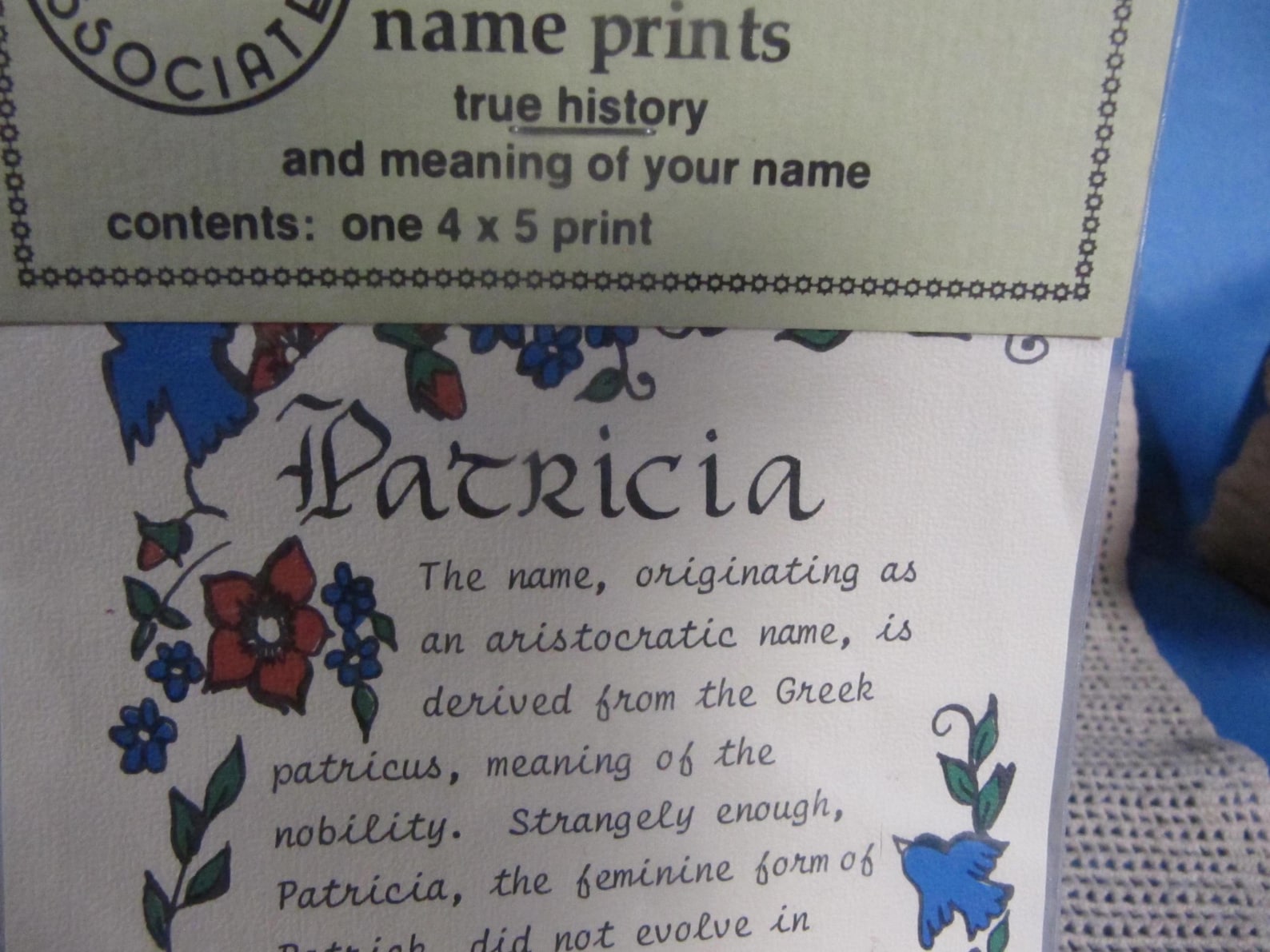PATRICIA CALIGRAPHY NAME Print, History of the Name Patricia,new Old ...