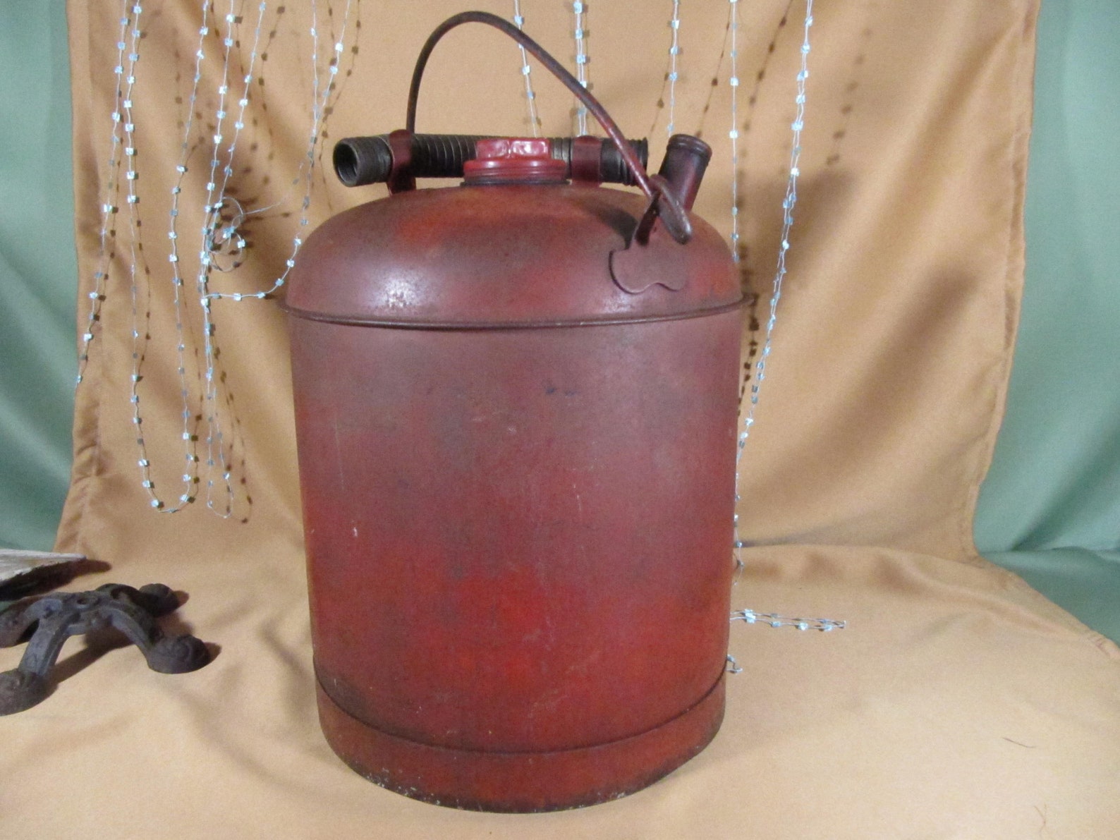 Vintage Gas Can, Garage Decor, Gasoline Metal Can, Man Cave Decor ...