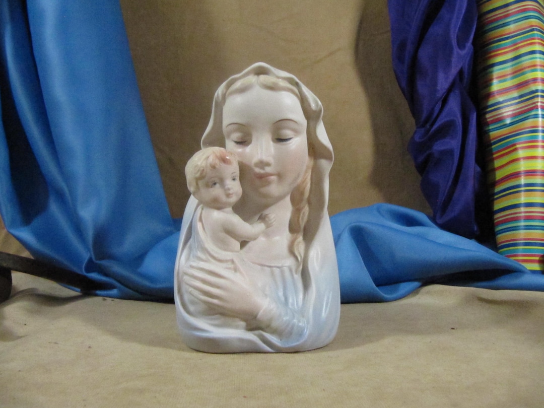 BLESSED MOTHER and BABY Jesus Planter Figurine Made in Japan,mary Aby ...