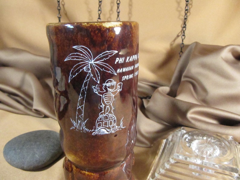 VINTAGE TIKI VASE 1987 6 Inch Brown Ceramic Tiki Vase Made Small Tiki ...