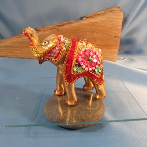 MINIATURE ELEPHANT, Mirrored and Decorated Elephant From India ...