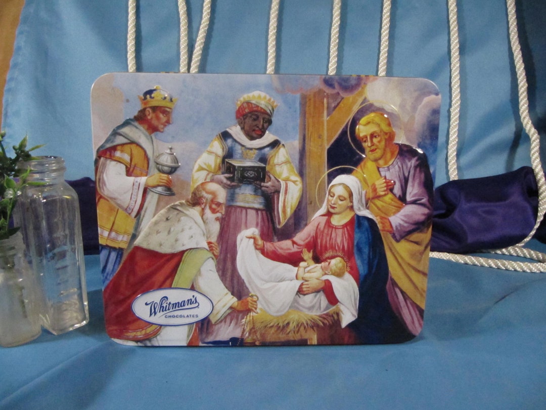 WHITMANS CANDY TIN, Nativity Scene Large 1993 Whitmans Sampler ...