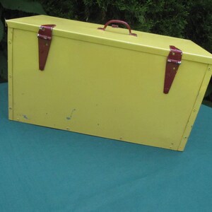 Vintage Metal Tool Box With Lid, Antique Metal Tool Box, Lock Box ...
