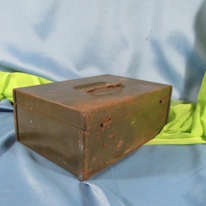 Antique Lock Box, Metal Lock Box, Vintage Metal Bin, Metal Storage Box ...