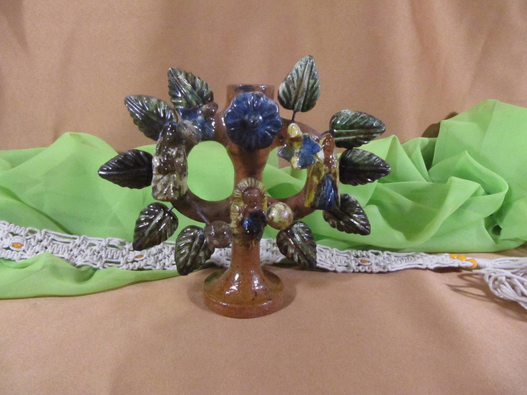 TREE of LIFE Mexican Candelabra With Muted Colors of Brown Green and ...