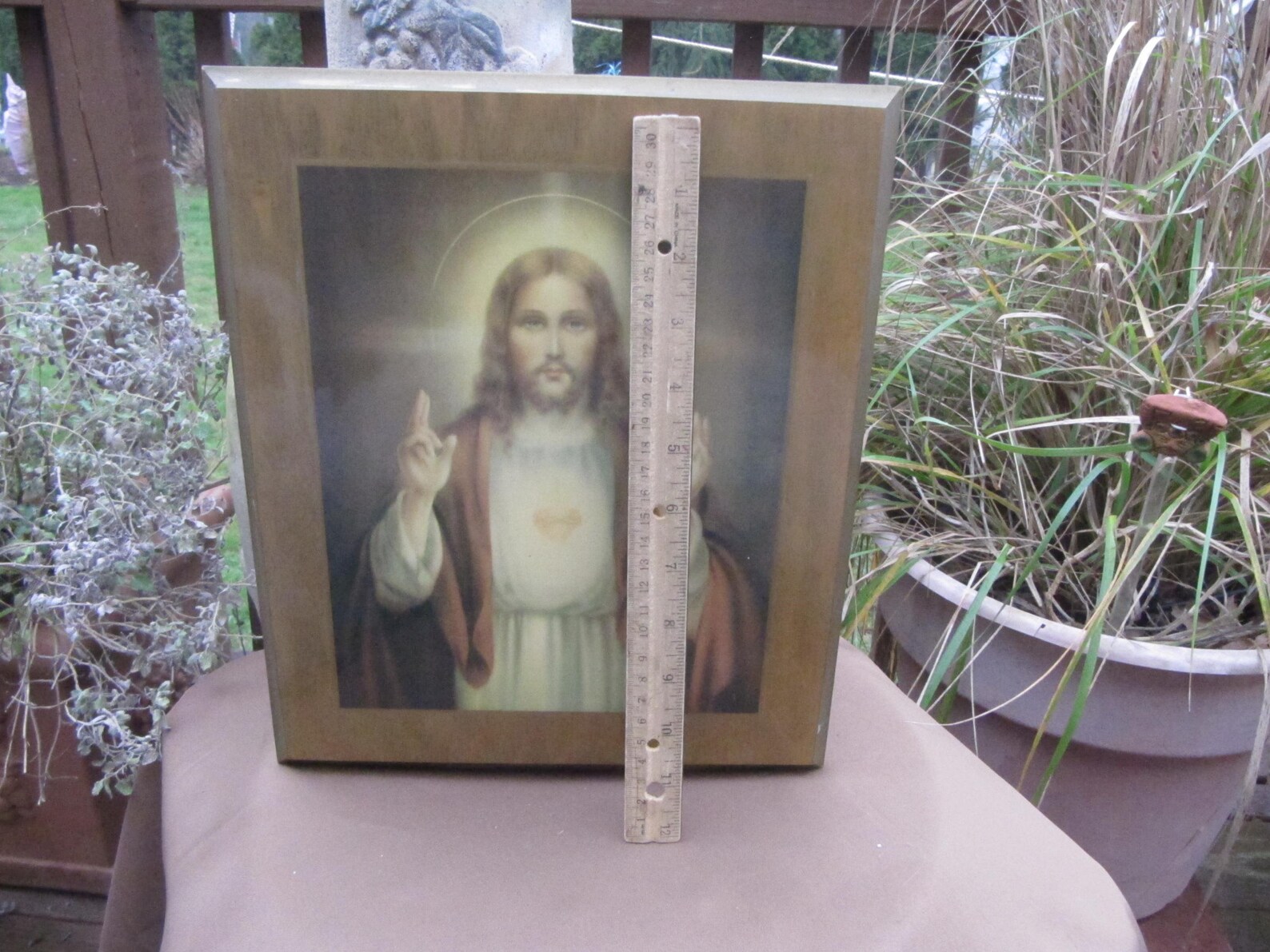 SACRED HEART of JESUS Plaque, Jesus Christ, Sacred Heart Framed Antique ...