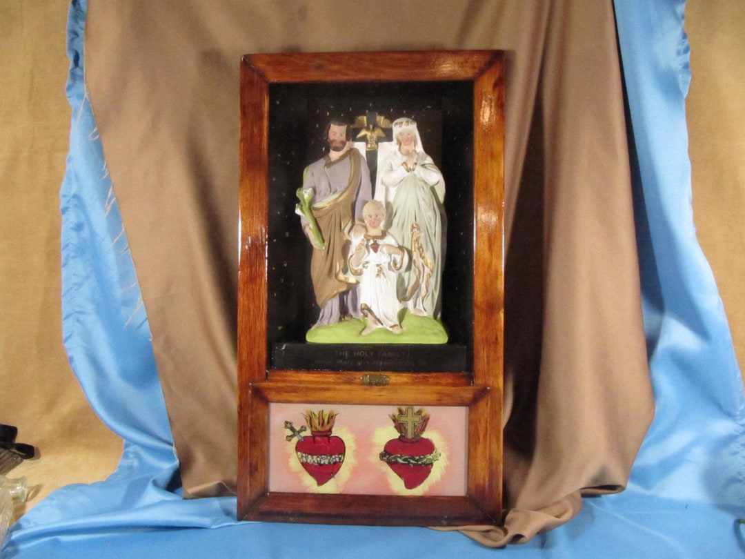HOLY FAMILY DIORAMA, Framed Diorama of Holy Family, Mary Joseph and ...