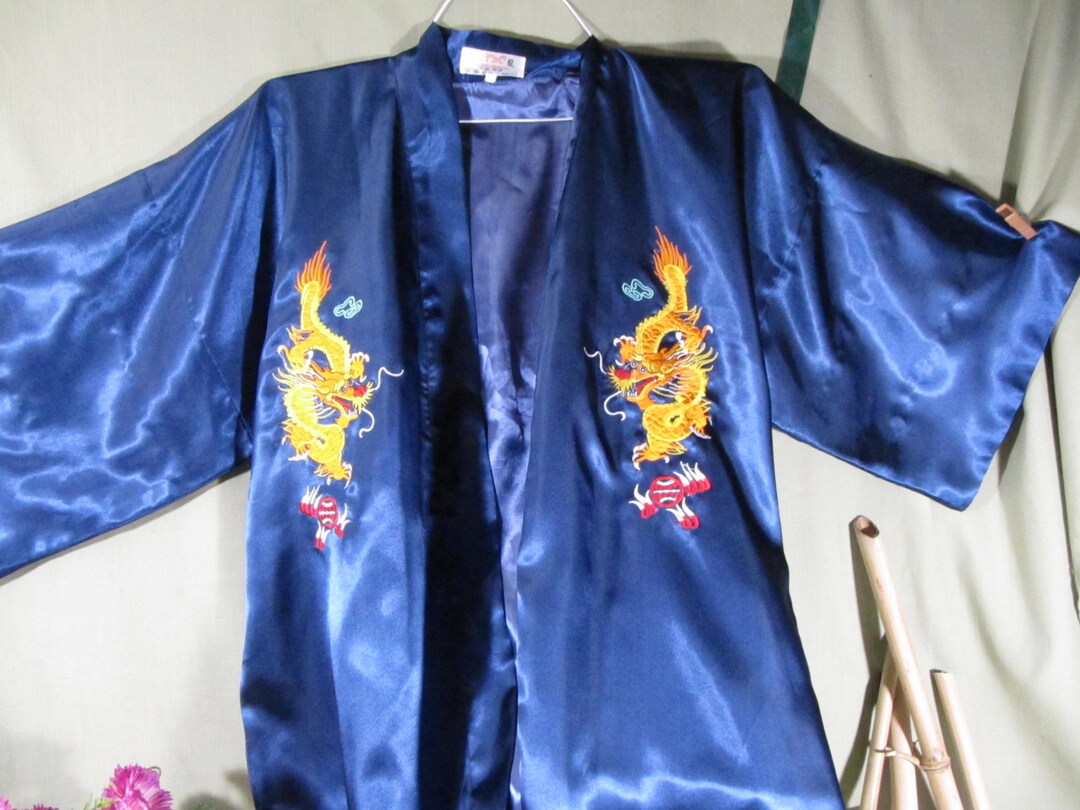 EMBROIDERED DRAGON Robe,traditional Japanese/chinese Style Robe Made in ...