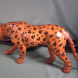 CHEETAH of LEATHER, African Art 18 Inch Cheetah Hand Crafted of Leather ...