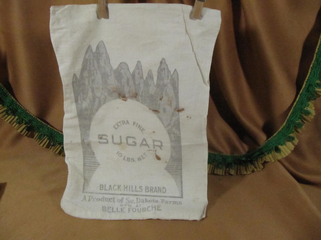 PRIMITIVE SUGAR SACK, Black Hill Brands 10pound Sugar Cloth Sack, South ...