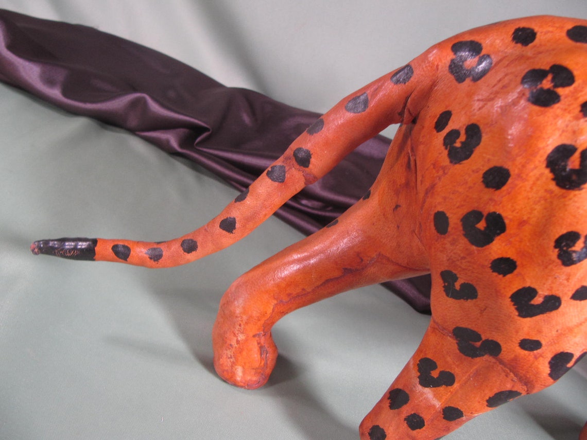 CHEETAH of LEATHER, African Art 18 Inch Cheetah Hand Crafted of Leather ...