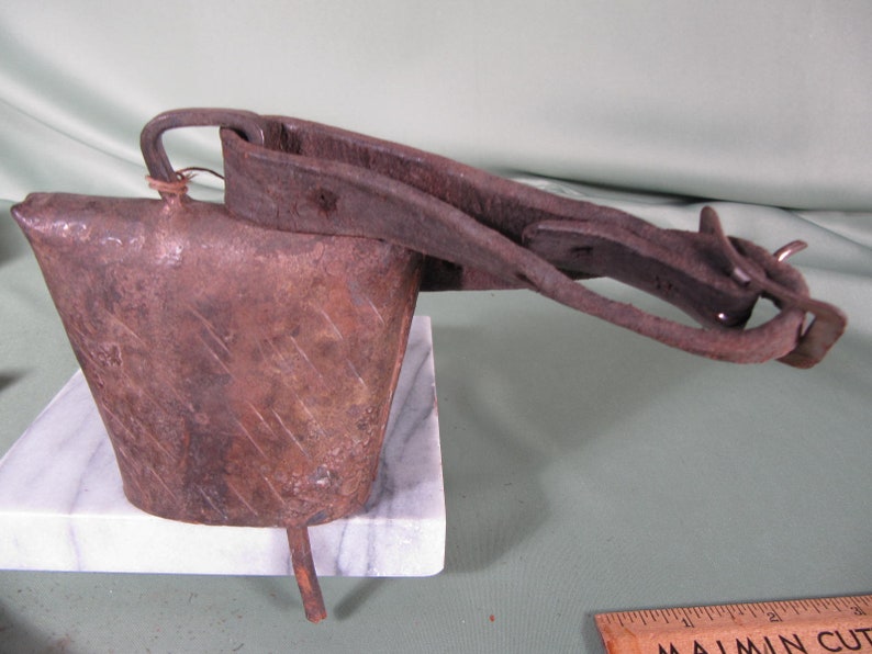ANTIQUE COW BELL With Leather Strap Patina Cow Bell All - Etsy