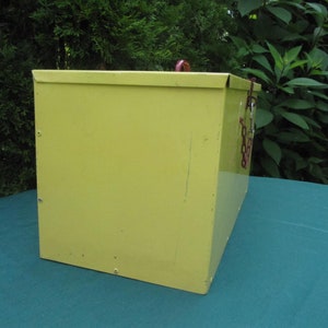 Vintage Metal Tool Box With Lid, Antique Metal Tool Box, Lock Box ...