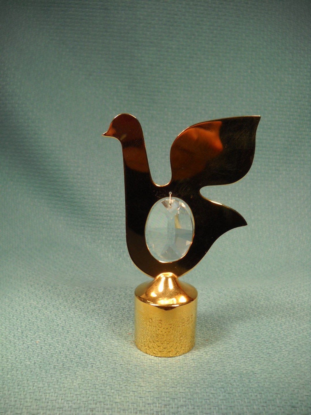 BRASS DOVE With CRYSTAL, 5 Inch Tall Dove, With Engraving, Brass Dove ...