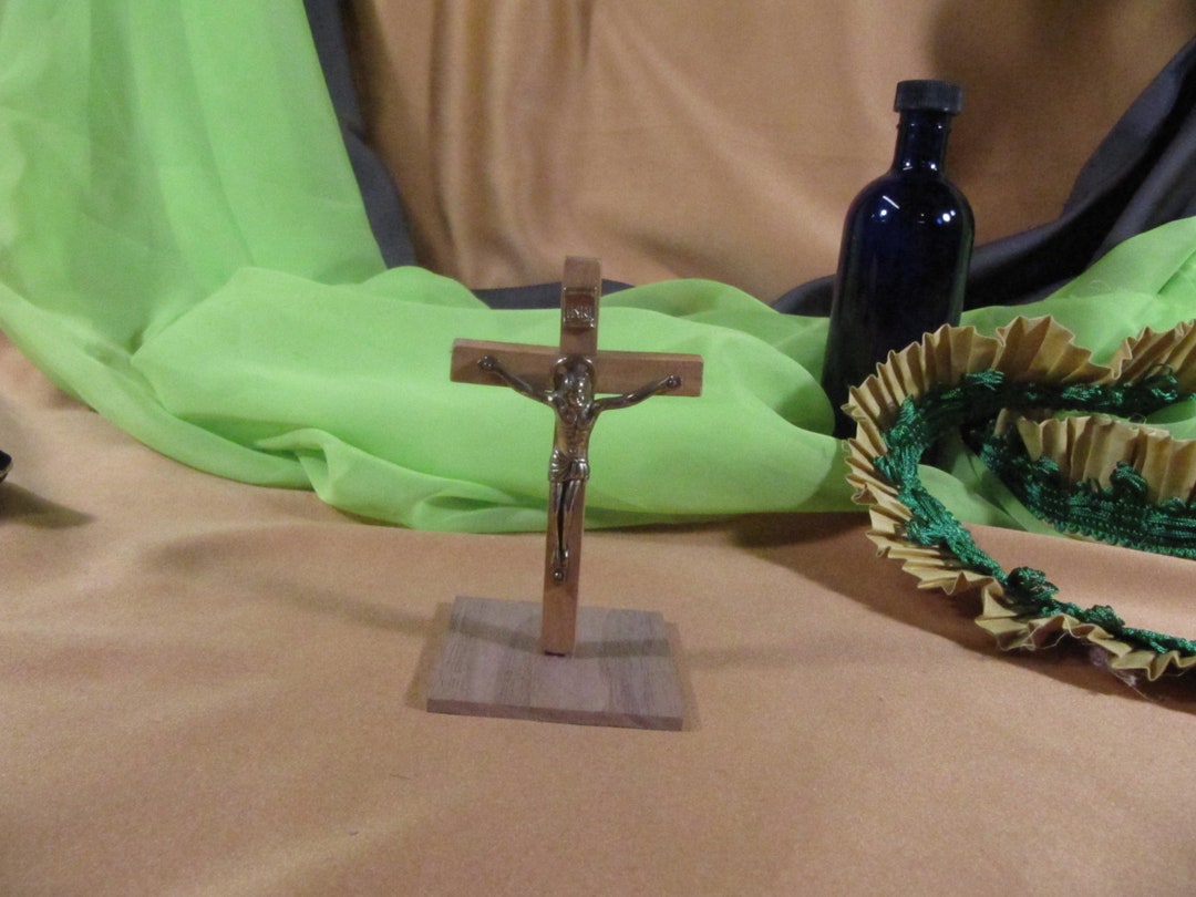Inri Wood Cross, Vintage Travel Cross Statue, Wood Carved Antique ...