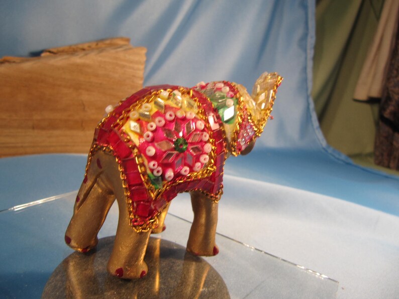 MINIATURE ELEPHANT, Mirrored and Decorated Elephant From India ...