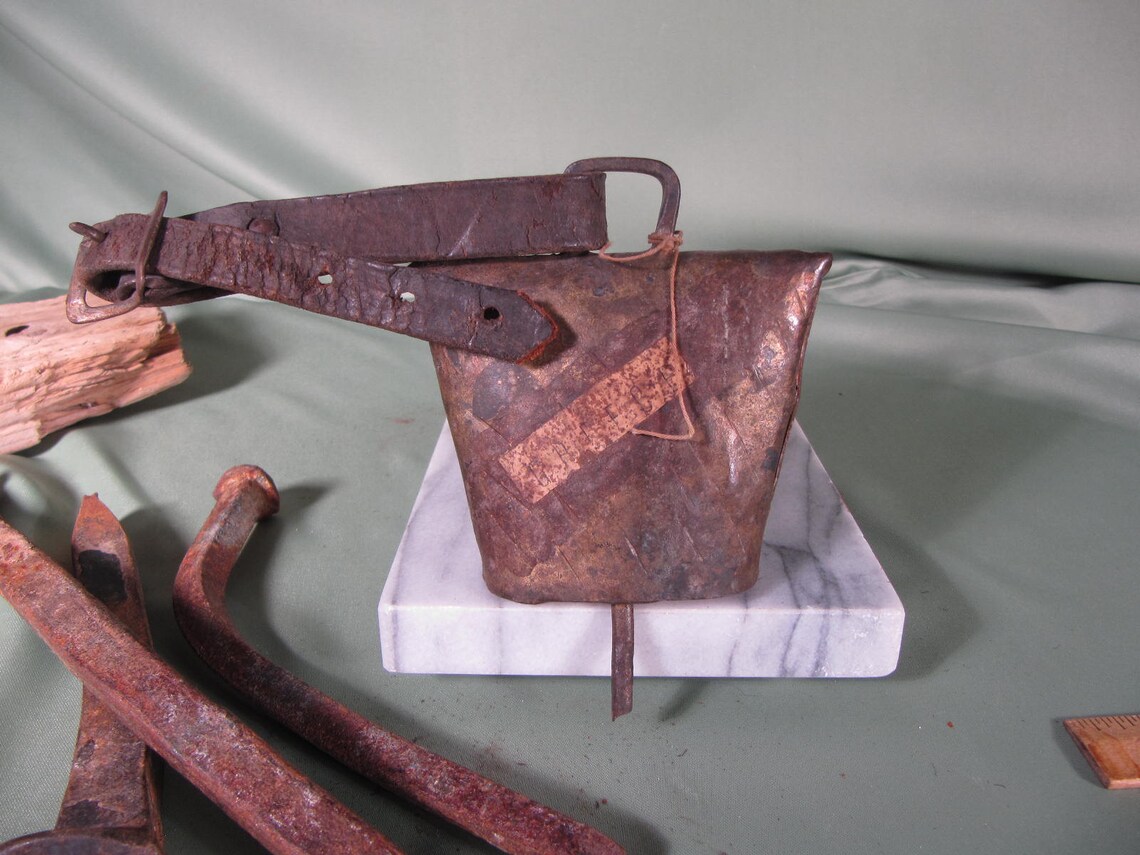 ANTIQUE COW BELL With Leather Strap Patina Cow Bell All - Etsy