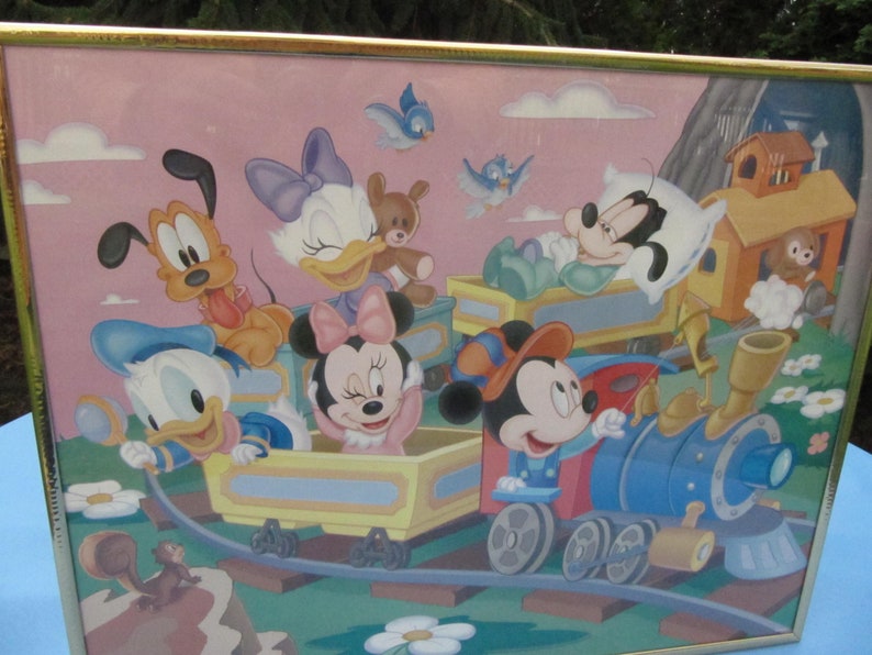 DISNEY O.S.P PRINT of Disney Characters on Train 16 Inch by | Etsy