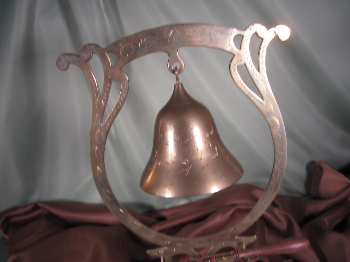 ANTIQUE HOTEL RECEPTION Belllarge Brass Bell on Stand Made in | Etsy