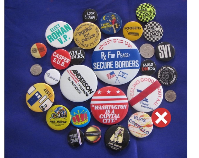 ANY PIN 6 Dollars,1980s Collection of Pin Badges, One Pin for 6 Dollars ...