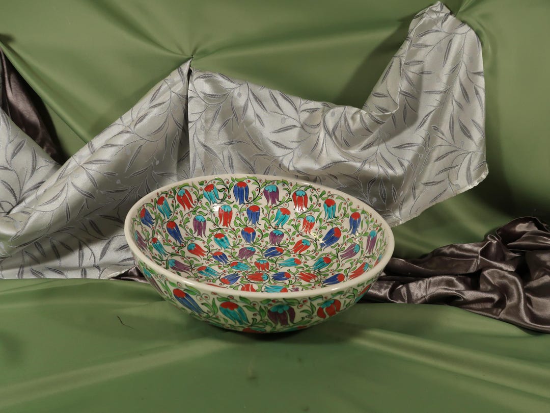 TURKISH FLORAL PLATE, Large Handmade Plate Koc Sini Kistoihwoi Istanbul ...