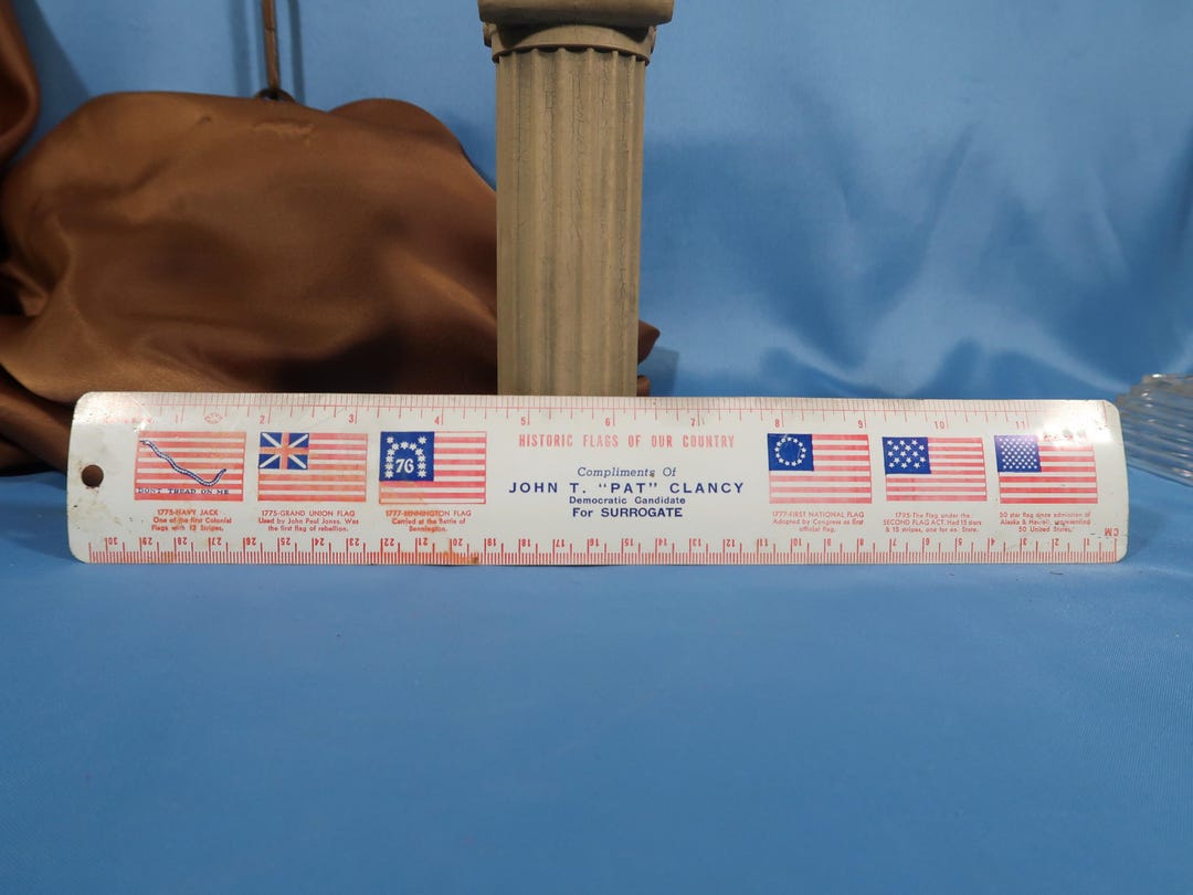 RETRO METAL Ruler,historic Flags of America ,12 Inch Ruler 1960 Ad ...