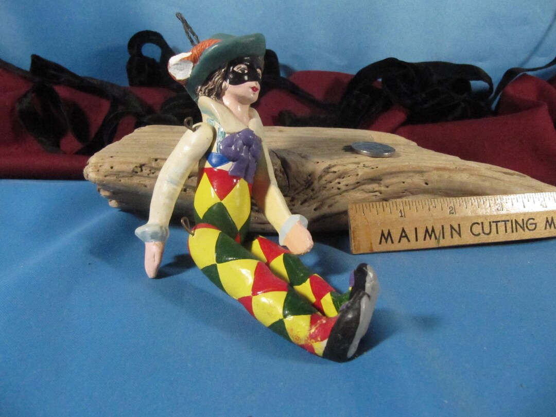 Handmade Plaster Harlequin Toy - Antique Harlequin Clown Doll - Hand ...