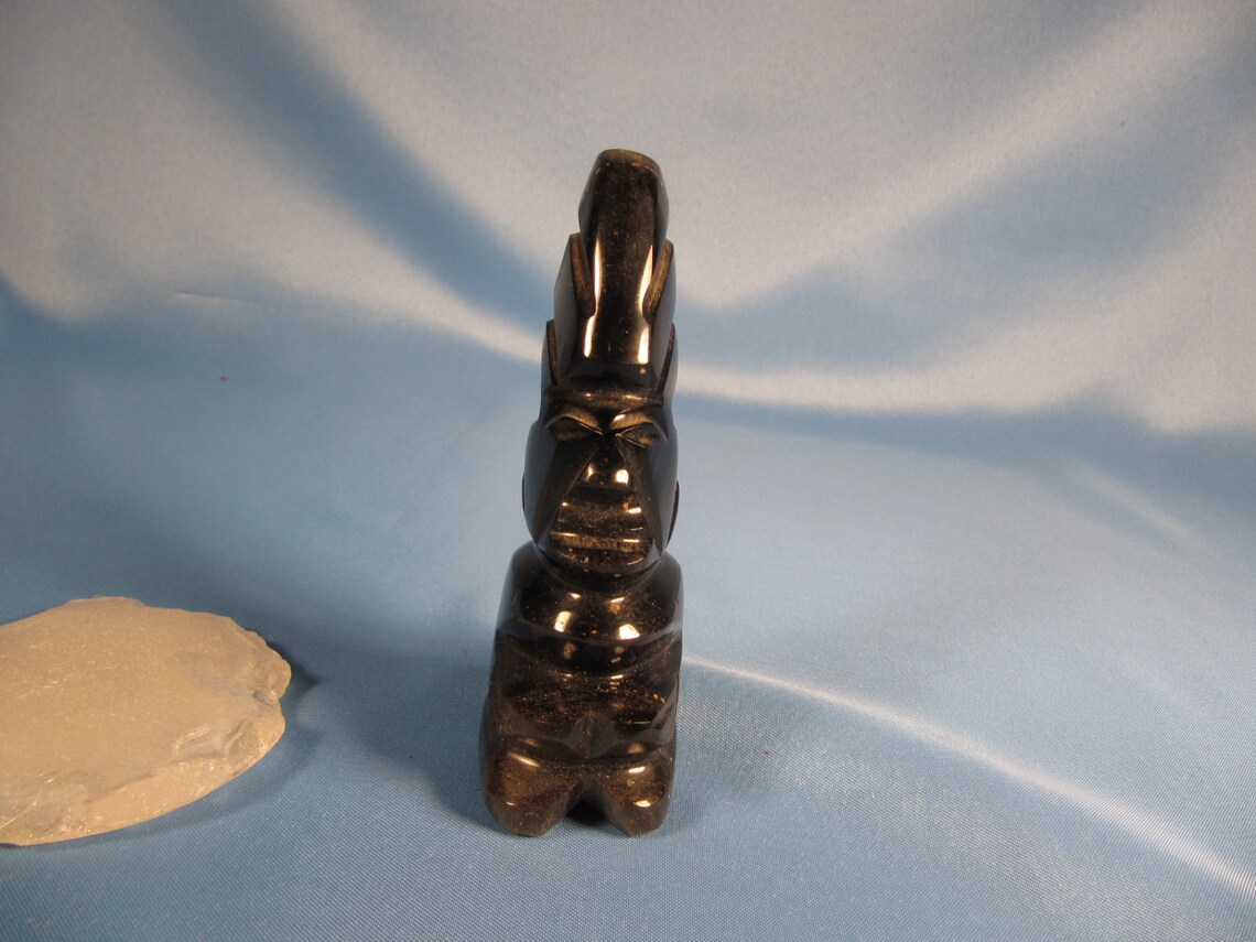 OBSIDIAN STATUE of AZTEC Figure Obsidian Statue Mexican | Etsy