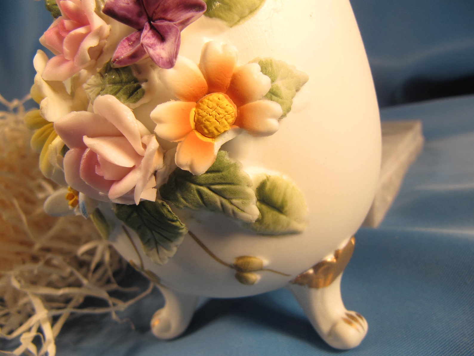 Lefton Easter Egg Planter With Bunnies Floral Hand Painted - Etsy Nederland