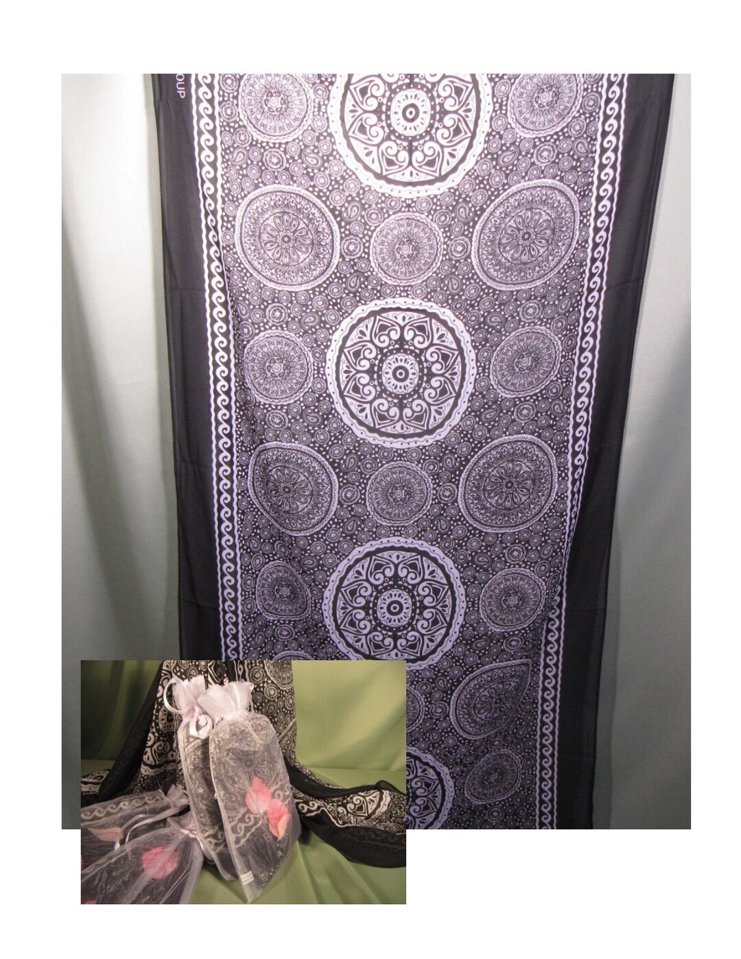 VINTAGE LADIES BAHARI Black Scarf, With Cloth Drawstring Sack,new Old ...