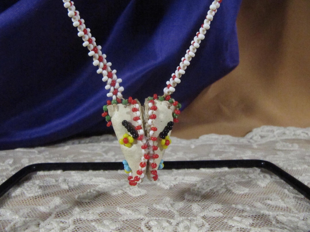 NATIVE AMERICAN SASH Moccasin Necklace, Handmade Vintage Sash Necklace ...