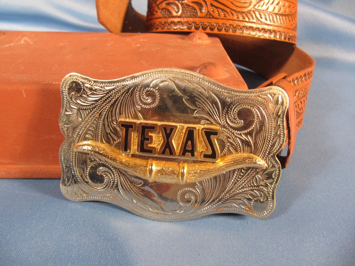 TEXAS BELT BUCKLE Nickel Silver Texax Belt Buckle With Long | Etsy