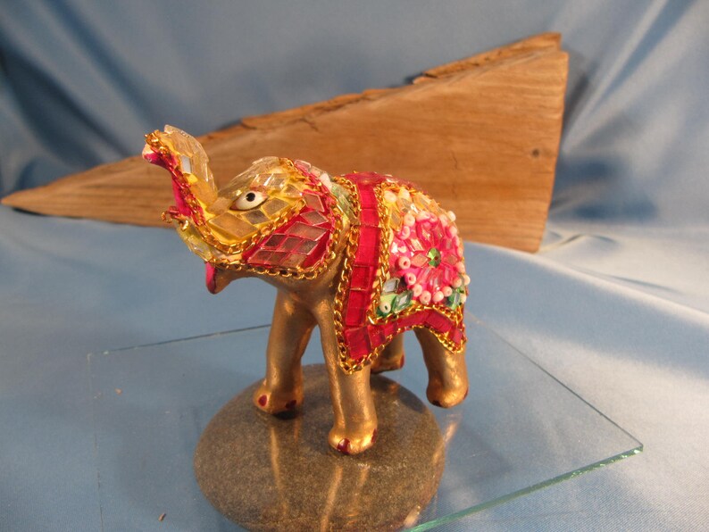 MINIATURE ELEPHANT, Mirrored and Decorated Elephant From India ...