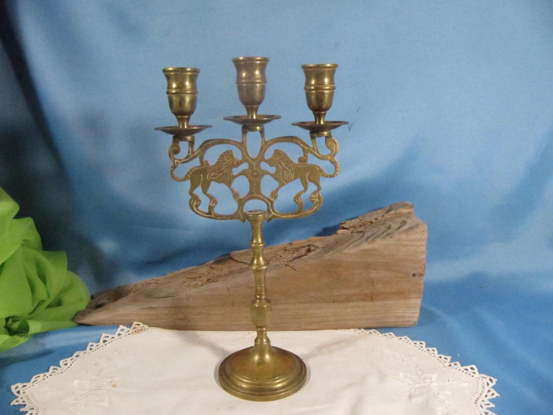 BRASS CANDLE HOLDER Set, Eastern European Brass Vintage Solid Brass ...