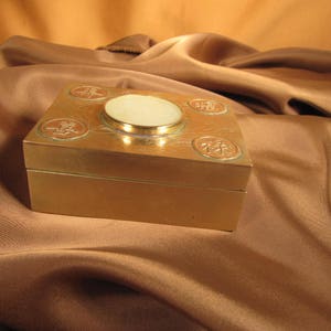 BRASS and JADE CHINESE Box, Antique Good Luck Chinese Box Embellished ...