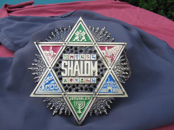SHALOM PLAQUE STAR of David Made of Brass in Jerusalemstar of | Etsy
