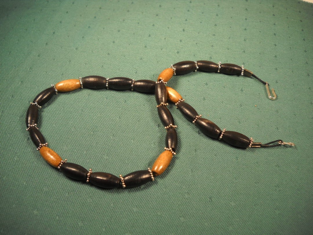 NECKLACE WOOD of and ELK Bone, Mens Necklace of Wood and Elk Bone With ...