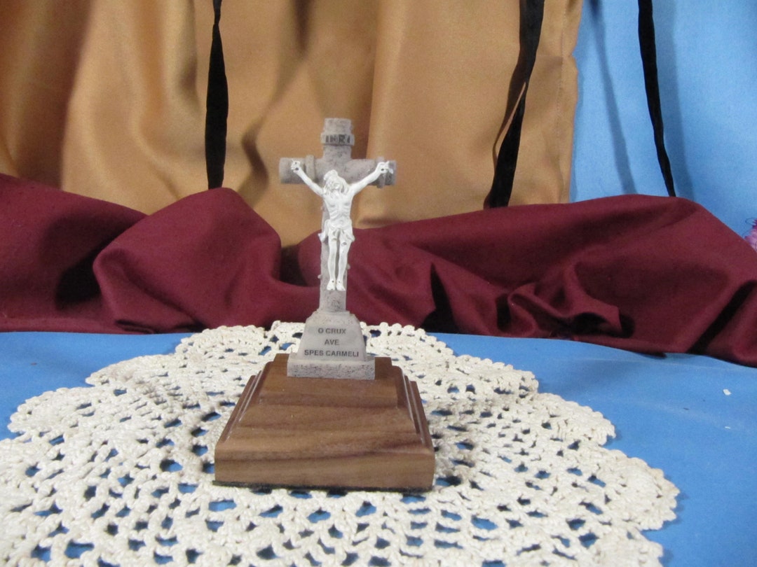 MINIATURE FREE STANDING Antique Crucifix, Inri Wood Cross, Vintage ...
