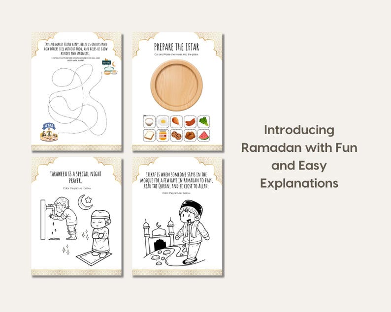 Ramadan Activity Book for Kids Islamic Worksheets Printables Ramadan Gift Busy Book Coloring Eid ...