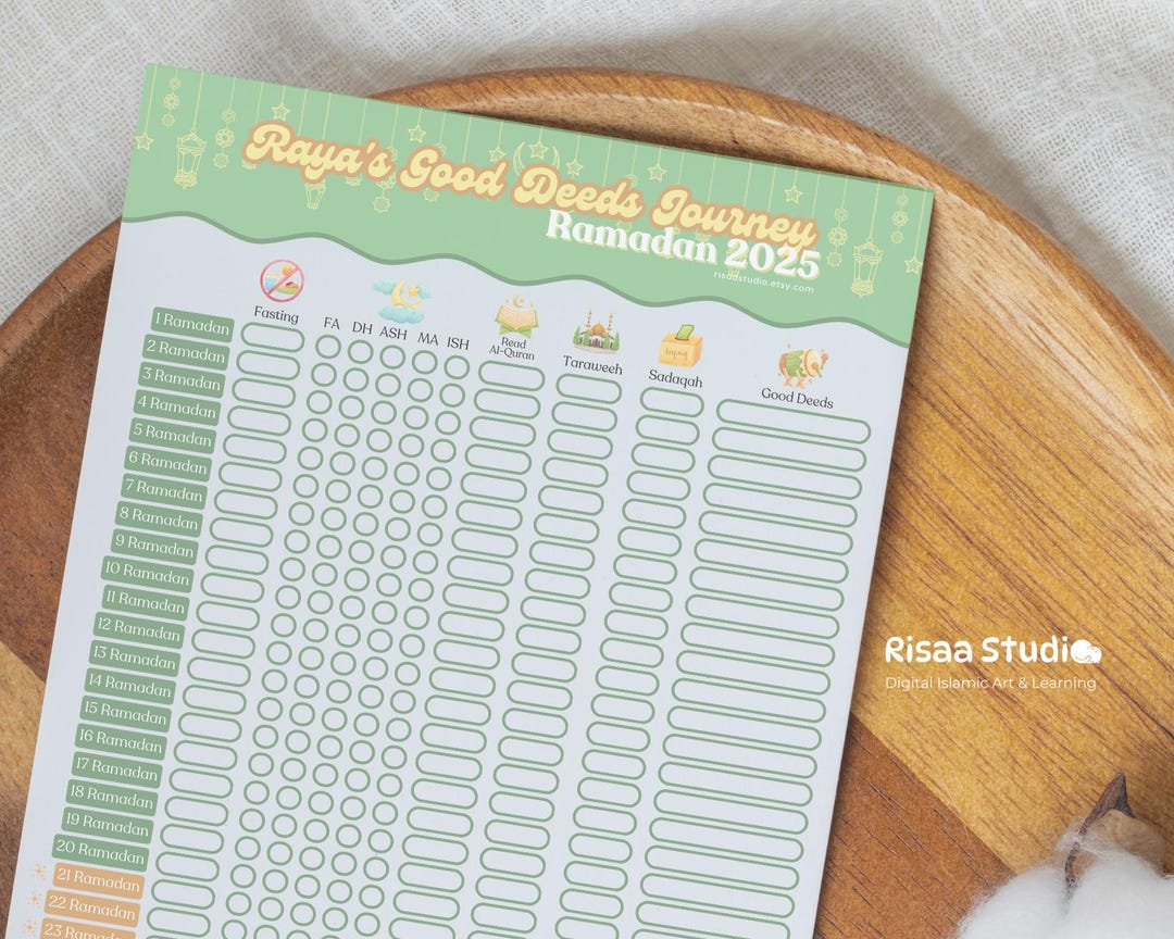 Ramadan 2025 Tracker for Kids Good Deeds Chart Islamic Activity Planner ...
