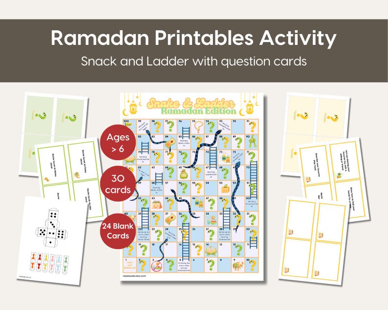 2026 Ramadan Kids Activity: Islamic Worksheet, Snake & Ladders Game ...