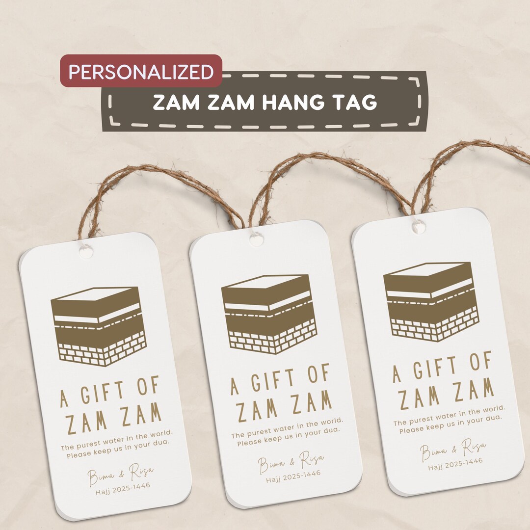 Personalized Zam Zam Water Gift Tag: Umrah Hajj Mubarak Blessing ...