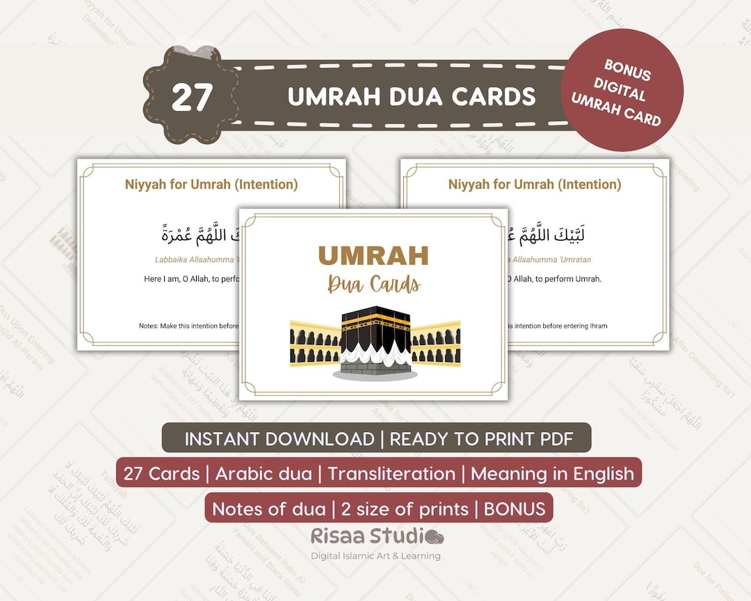 27 Umrah Duas Flashcards Learning Dua Umrah Cards Printables ...