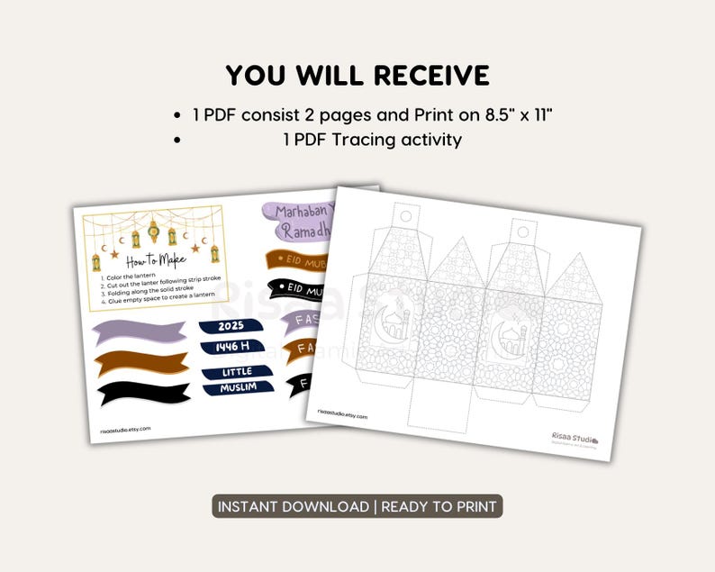 Ramadan Printable Activity DIY Lantern Coloring Craft Kids Islamic ...