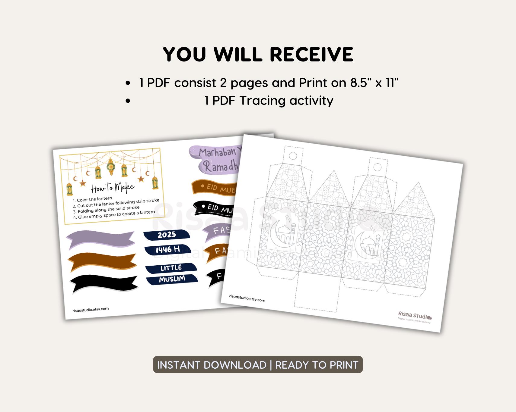 Ramadan Printable Activity DIY Lantern Coloring Craft Kids Islamic ...