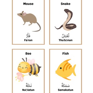 Arabic Animal Flashcards Printable Arabic-english Flashcards Learning ...