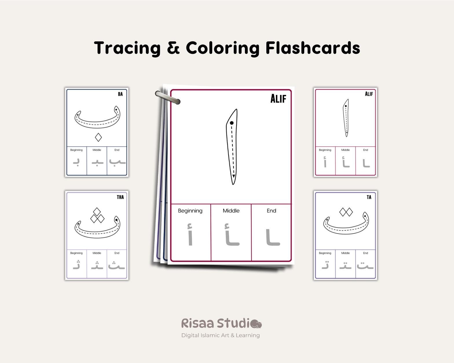 Arabic Alphabet Flashcards Kids Islamic Educational Arabic Letters ...