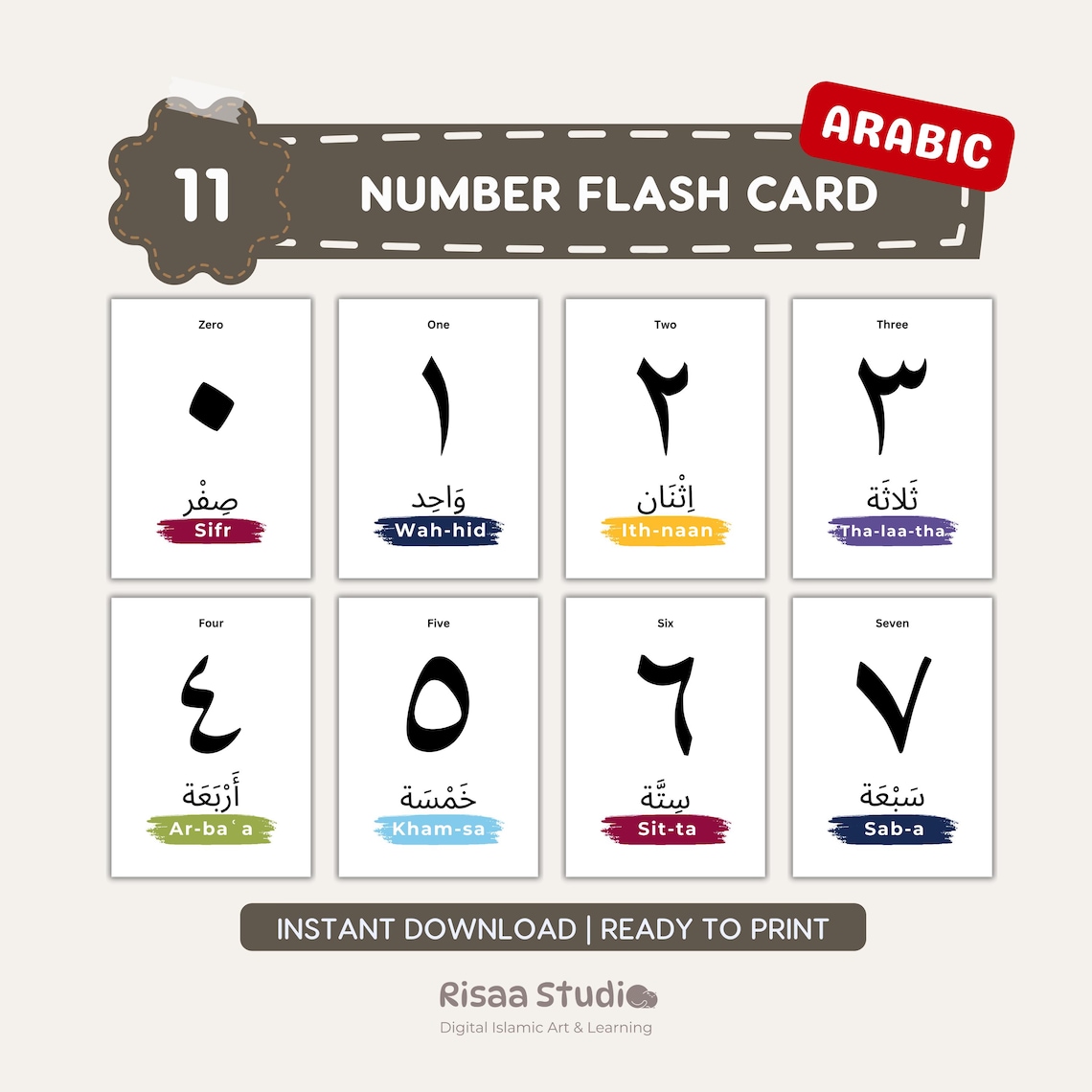 Arabic Number Flashcards Printables Numerals Arabic Flashcard Learning ...
