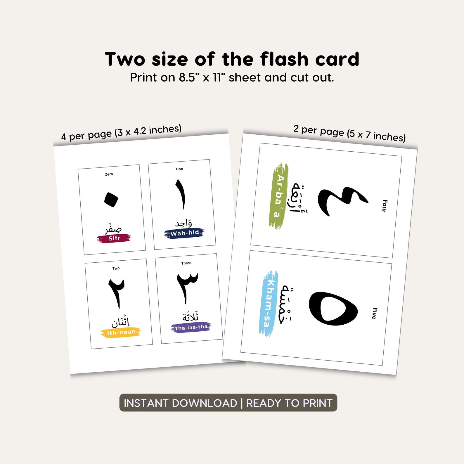 Arabic Number Flashcards Printables Numerals Arabic Flashcard Learning ...