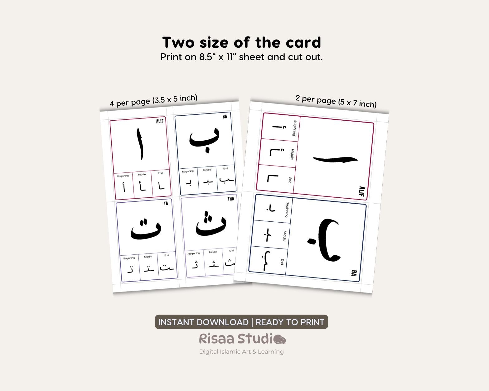 Arabic Alphabet Flashcards Kids Islamic Educational Arabic Letters ...